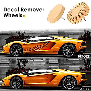 AuInn Decal Adhesive Removal Tool, Eraser Wheel Sticker Remover Kit, Decal Remover Eraser Wheel Kit with Sponge Polishing Pads, Wool Buffing Pad for Cars, Boat, Bikes, Motorcycles