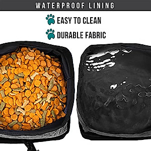 PetAmi Collapsible Dog Bowls 2 Pack, Food and Water Bowls Travel Set, Portable Pet Dish No Spill, Foldable Lightweight BPA Free Leakproof Bowls, Camping Hiking Walking Outdoor Gear Accessories, Gray