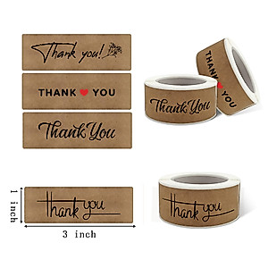720 PCS 1" x 3" Thank You Stickers Rectangle Gift Seal Kraft Paper Thank You Stickers Labels Diary Stationery Stickers for Business Wedding Party Decor Handmade Decoration Sticker (6 Roll, 120 / Roll)