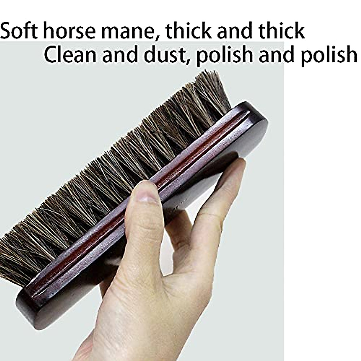 Long Bristle Horse Hair Leather Cleaning Brush, with Shoeshine Gloves Cleaner Leather Care Tools(Brown)…