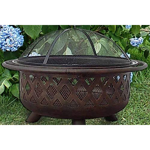 Serenelife Endless Summer, WAD792SP, Bronze Crossweave Firebowl Fire Pit Outdoor Firepit
