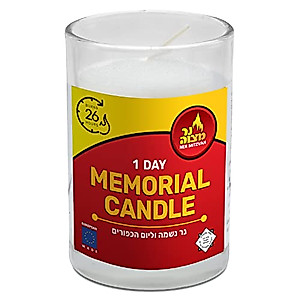 Ner Mitzvah Yahrzeit Memorial Candles - 1 Day Yahrzeit Candle - Yartzeit Candles 24 Hour Yom Kippur Jewish Candles in Glass Tumbler - 1 Pack