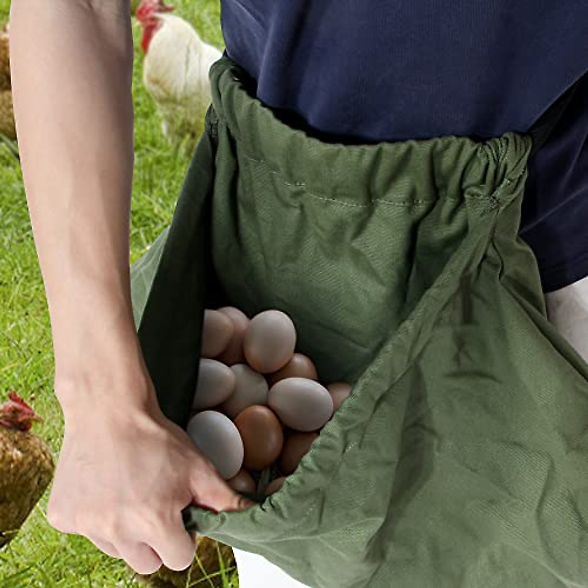 SLDHR Harvest Gardening Apron with Thumb Cutter Set,Garden Weeding Foraging Bag for Eggs Gather Vegetables Flowers Herbs Berries (Green)