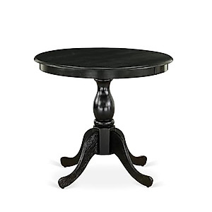 East West Furniture AST-BLK-TP Antique Modern Kitchen Table - a Round Dining Table Top with Pedestal Base, 36x36 Inch, Multi-Color