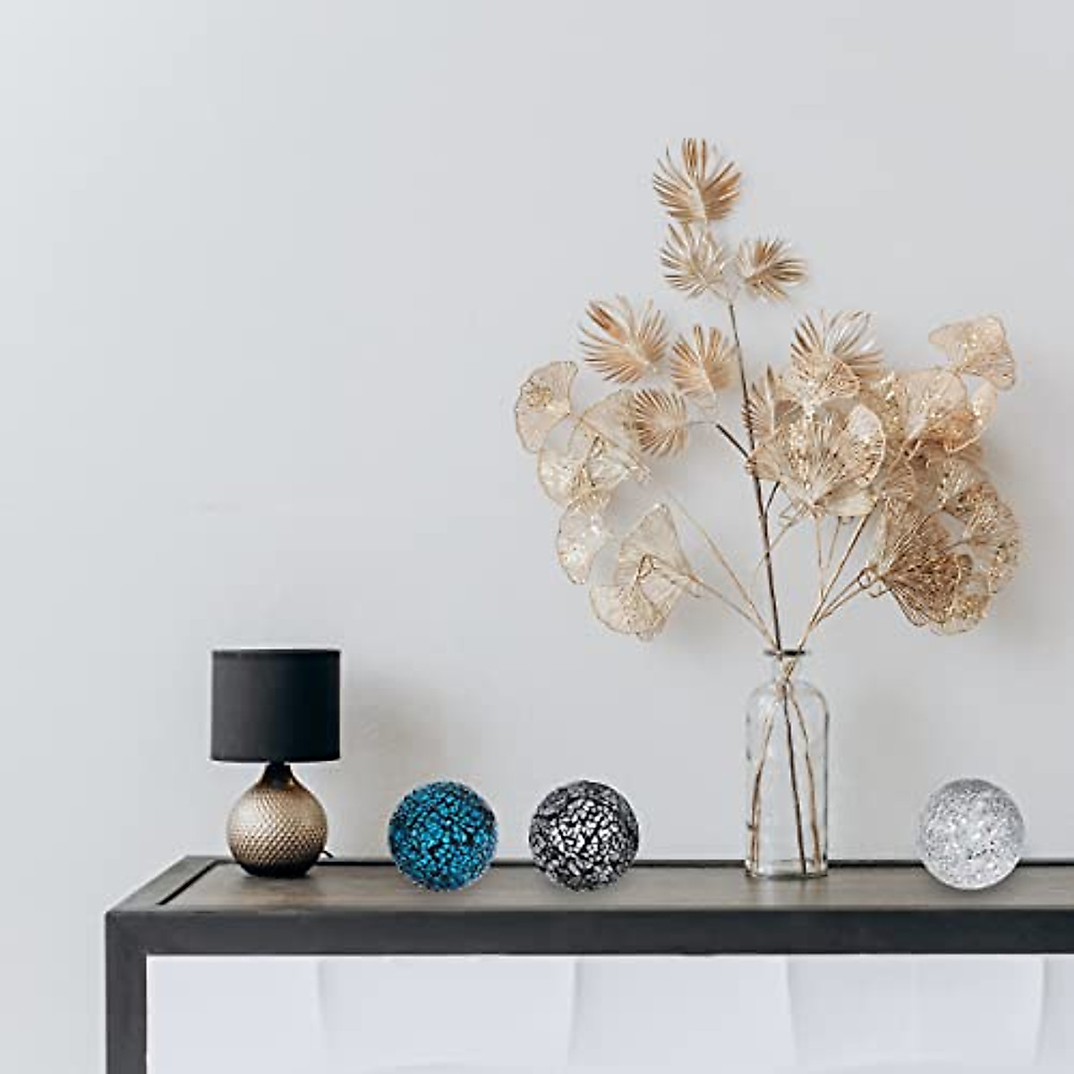 6 Pieces Decorative Glass Balls 2.4" Small Mosaic Sphere Decorative Orbs Centerpiece Balls for Bowls, Vases, Dining Table Decor, Diameter 2.4 Inches (B, 6)