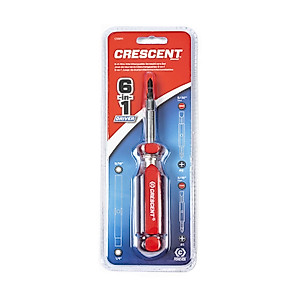 Crescent 6-in-1 Interchangeable Bit Screwdriver, Red Handle - CS61N