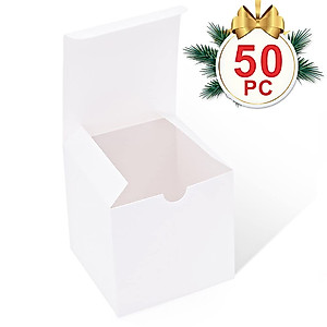 MESHA 4x4x4'' White Gift Boxes 50 PC Small Gift Boxes Bulk with Lids, Kraft Paper Gift Boxes for Presents, White Bridesmaid Proposal Box, Favor Boxes, Small Boxes for Packaging