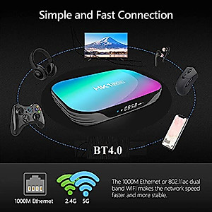 Sofobod HK1 Box Smart TV Box Android 9.0, 4GB RAM 128GB ROM, S905X3 Quad Core 64bit Cortex-A55, GPU G31™ MP2, 2.4G/5G Dual WiFi BT4.0 H.265 Decoding LAN 1000 RJ-45, HD 8K