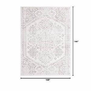 Unique Loom Oxford Collection Area Rug - Radcliffe (9' x 12' Rectangle, Cream/ Ivory)