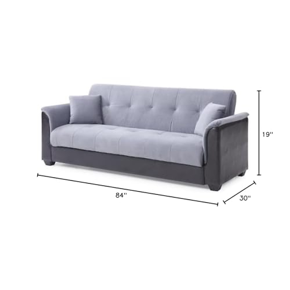 NHI Express Melanie Sofa Futon Bed, Gray