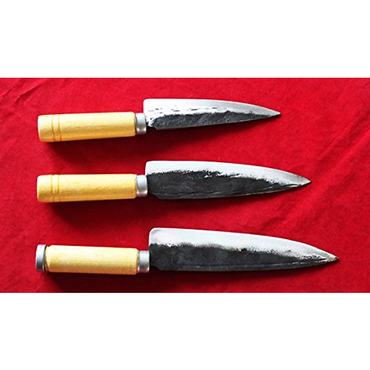 Buheung Rail Forged Cast Iron Kitchen Chef Knife Santoku Handmade 3pcs Gift Set