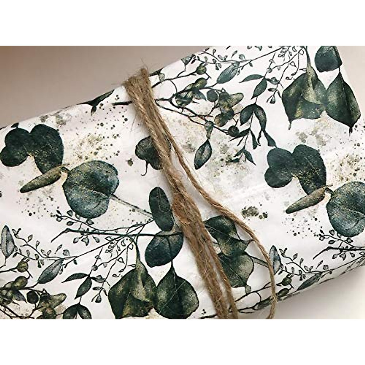 InsideMyNest Eucalyptus Botanical Tissue Paper Sheets 30x20 Gift Wrap Box Filler (50)