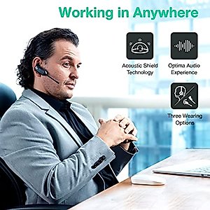 Yealink WH63 Wireless Headset with Microphone UC Optimized Noise Canceling Mic for Office IP VoIP Phones PC Computer Headset with Charge Stand (UC Optimized) (WH63-MT)