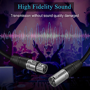 HOSONGIN XLR Cables 3.3 Ft 2 Packs, Balanced XLR Microphone Cable Male to Female 3-PIN XLR Mic Cords DMX Cables 3.3 Feet, Black