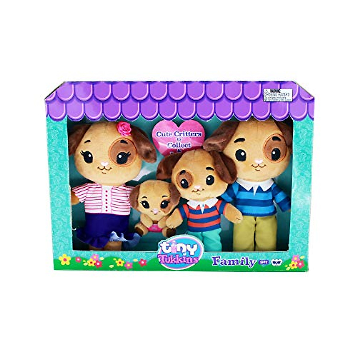 Tiny Tukkins Stuffed Dog Family - 4 Plush Dog Stuffed Animals - Doggy Stuffed Animal Pack Includes Mom, Dad, and 2 Babies - Stuffed Animal Set Made from Kid-Friendly, Non-Toxic Quality Materials