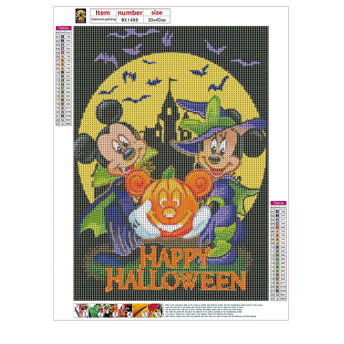 CEOVR Halloween Diamond Painting Kits for Adults, Round Full Drill Halloween Diamond Art Painting Kits, 5d Halloween Diamond Painting Kits for Beginners Diamond Beads Gem Painting Art Kits 12x16 inch