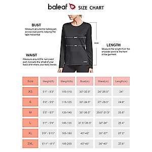 BALEAF Women's Long Sleeve Workout Tops Running Hiking Athletic Shirts Active T-Shirts Wicking Quick Dry Soft Lightweight Black Size S