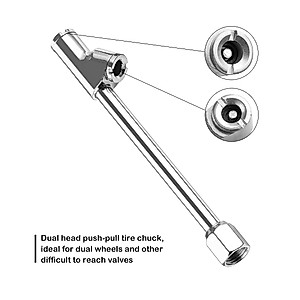CZC AUTO Heavy Duty Inflatable Air Chuck, Straight on Foot Dual Head Truck Tire Chuck, 1/4" FNPT Extension Stem Compatible with Inflator Air Pump Compressor Accessories for Truck Bus Car Motorcycle