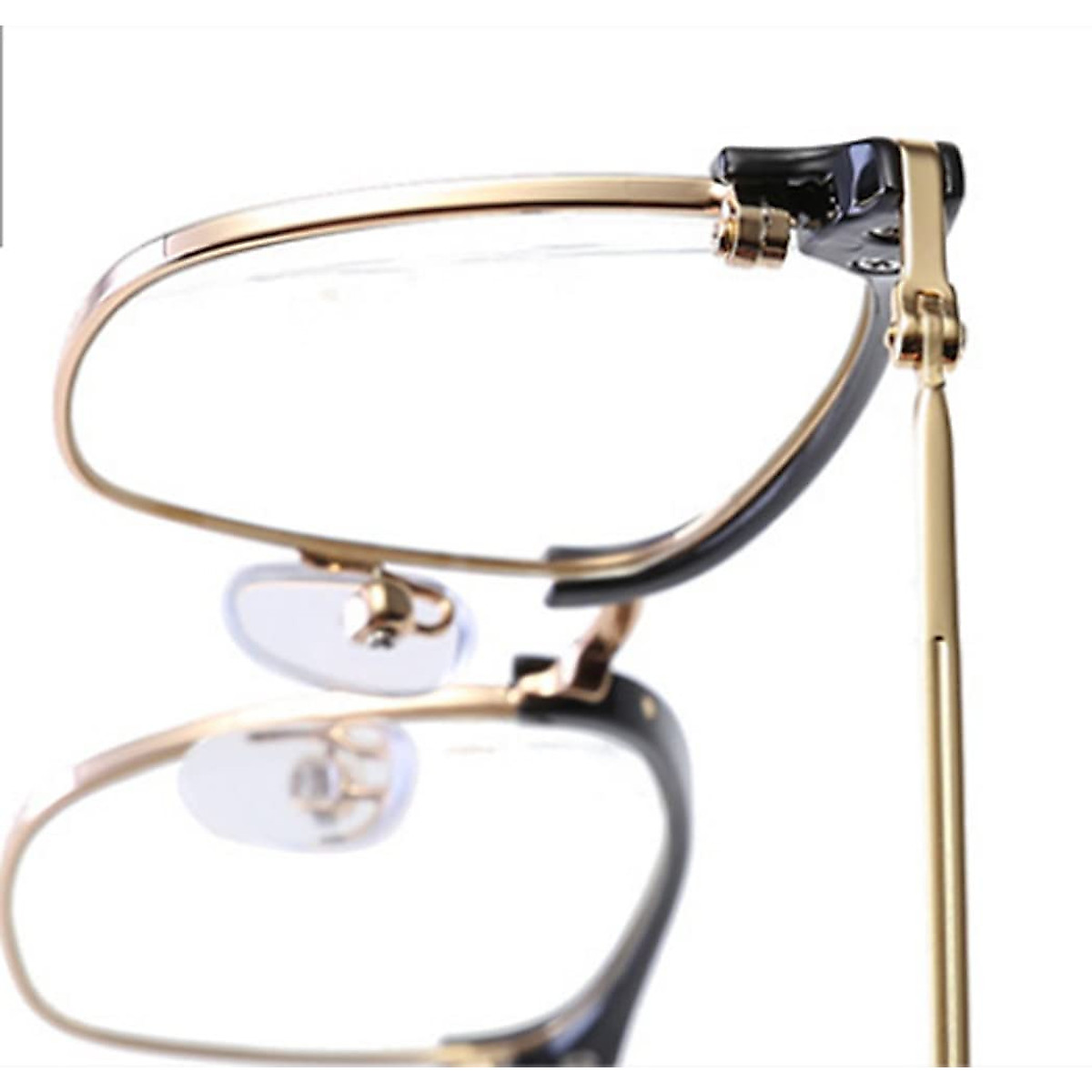 Shiratori Vintage Retro Half Frame Horn Rimmed Optics 43mm Clear Lens Glasses Gold