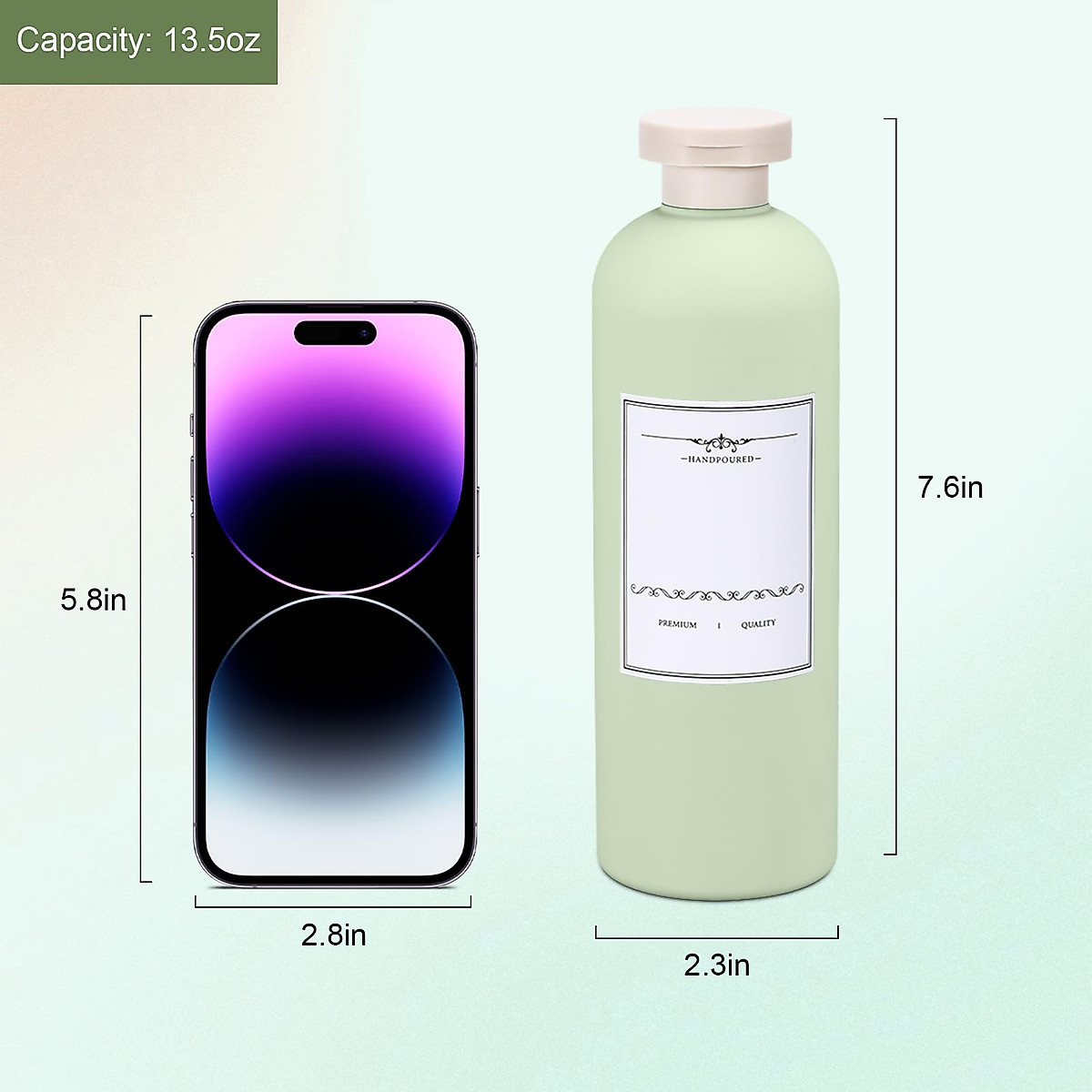 ASEVAT 13.5oz 4Pcs Green Plastic Refillable Travel Shampoo and Conditioner Bottles Plastic Refillable Travel Shampoo Bottles with Flip Cap Shampoo and Conditioner Dispenser