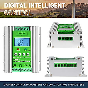 iSunergy 1000W Wind Solar Hybrid Charge Controller 12V/24V MPPT Boost Charge Regulator with LCD Display and Free Dump Load Accurate (600W Wind + 400W Solar)