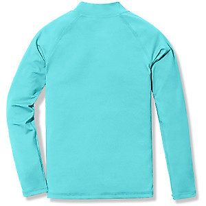 TSLA Boys UPF 50+ Rash Guard Long Sleeve, UV Sun Proctection Water Swim Shirts, Surf Swimwear Swimsuit Top, Vacation Aqua, 14