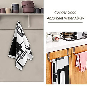 SHUSTARY 2 Pack Black and White Hand Towels for Bathroom,Soft Absorbent Quick-Dry Grey Geometric Abstract Kitchen Dish Towels Decorative Mid Century Bathroom Hand Towel for Face,Gym,Spa 14"x28"