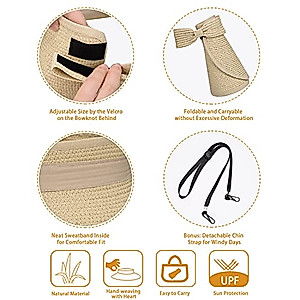 MAYLISACC Sun Visors Hats for Women Wide Brim Straw Sun UV Protection Beach Hats Foldable Floppy Hats for Women Travel