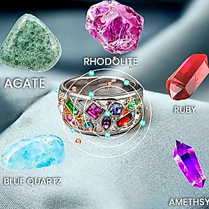 2Pcs Ionix Ring, Torina Crystal-Quartz Ionix Ring, Heathcryt Crystal-Quartz Ionix Ring, Quartz Crystal Ring with Gift Box (US 10)