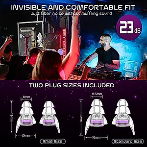 2 Pairs High Fidelity Concert Ear Plugs, Reusable Ear Plugs for Noise Reduction - Hearing Protection Earplugs Silicone Ear Plugs for Concert Music Festivals Nightclub and Raves Party, 23dB