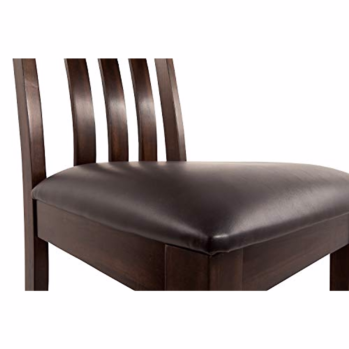 Signature Design by Ashley Haddigan Faux Leather Cushioned Rake Back Dining Chair, 2 Count, Dark Brown