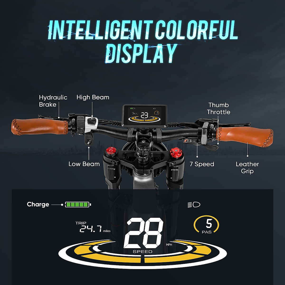 eAhora P5 (Latest Batch) Peak 1200W 20Ah Electric Bike for Adults, Fat Tire Electric Mountain Bike Downhill Full Suspension Electric Bicycle Long Range Ebike