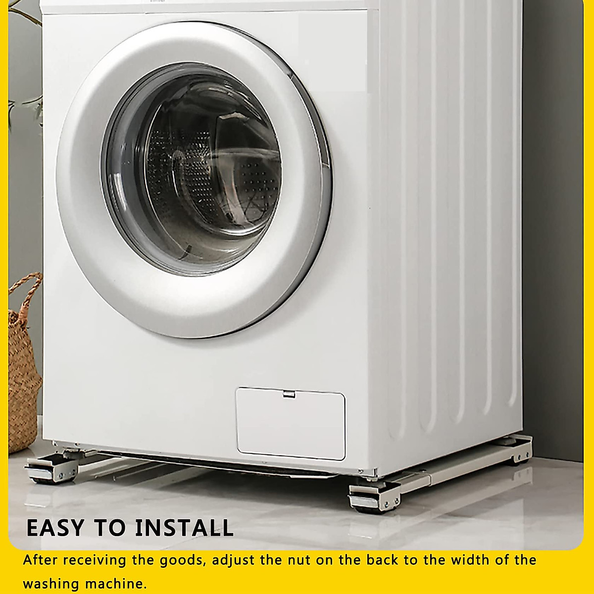 XUQU Mini Fridge Stand with Wheels Washing Machine Stand Movable Adjustable Refrigerator Base with Brake Extensible Appliance Rollers Heavy Duty is Suitable Pack of 2