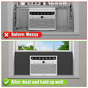 LBG Products Window Air Conditioner Side Panels,48" Extended Width Full Surround AC Foam Panel for Indoor Window AC Units,Summer and Winter Window Seal Cover,Black