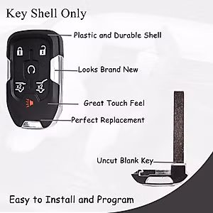 SUPALAND Key Fob Shell Case Replacement Fits for Chevy Suburban Tahoe GMC Yukon 2015 2016 2017 2018 2019 2020 Keyless Entry Smart Remote Control 6 Button Pad Outer Cover