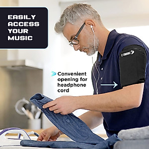 E Tronic Edge Phone Holder for Running, Cell Phone Arm Bands with Reflective Logo, Phone Strap Armband Fits iPhone and Android, Use for Running, Walking, Hiking and Biking, Black, XL