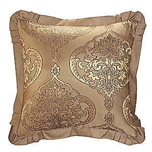 Chic Home 9 Piece Como Decorator Upholstery Quality Jacquard Motif Fabric Bedroom Comforter Set & Pillows Ensemble, King, Gold