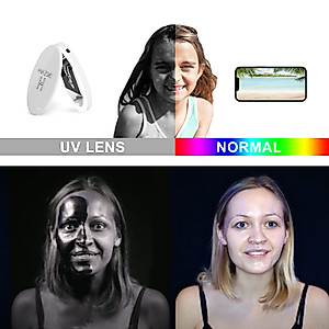 Hansong Compact Mirror with UV Camera Visualize Facial Sunscreen, 2X Magnification Travel Makeup Mirror Handheld 2-Sided Pocket Mirror, 3.5in Folding Travel Mirror