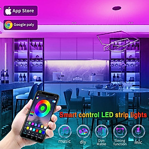 Tenmiro 50ft Led Strip Lights Smart Led Light Strips Music Sync Color Changing LED Lights App Control Led Lights for Bedroom Party Home Decoration