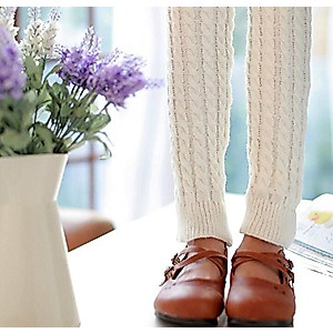 Elandy Knit Winter Thermal Warm Leg Warmers-Long Socks Boot Cuffs Topper Legging Pads For Women Lady Girls Best Xmas Gift (White)