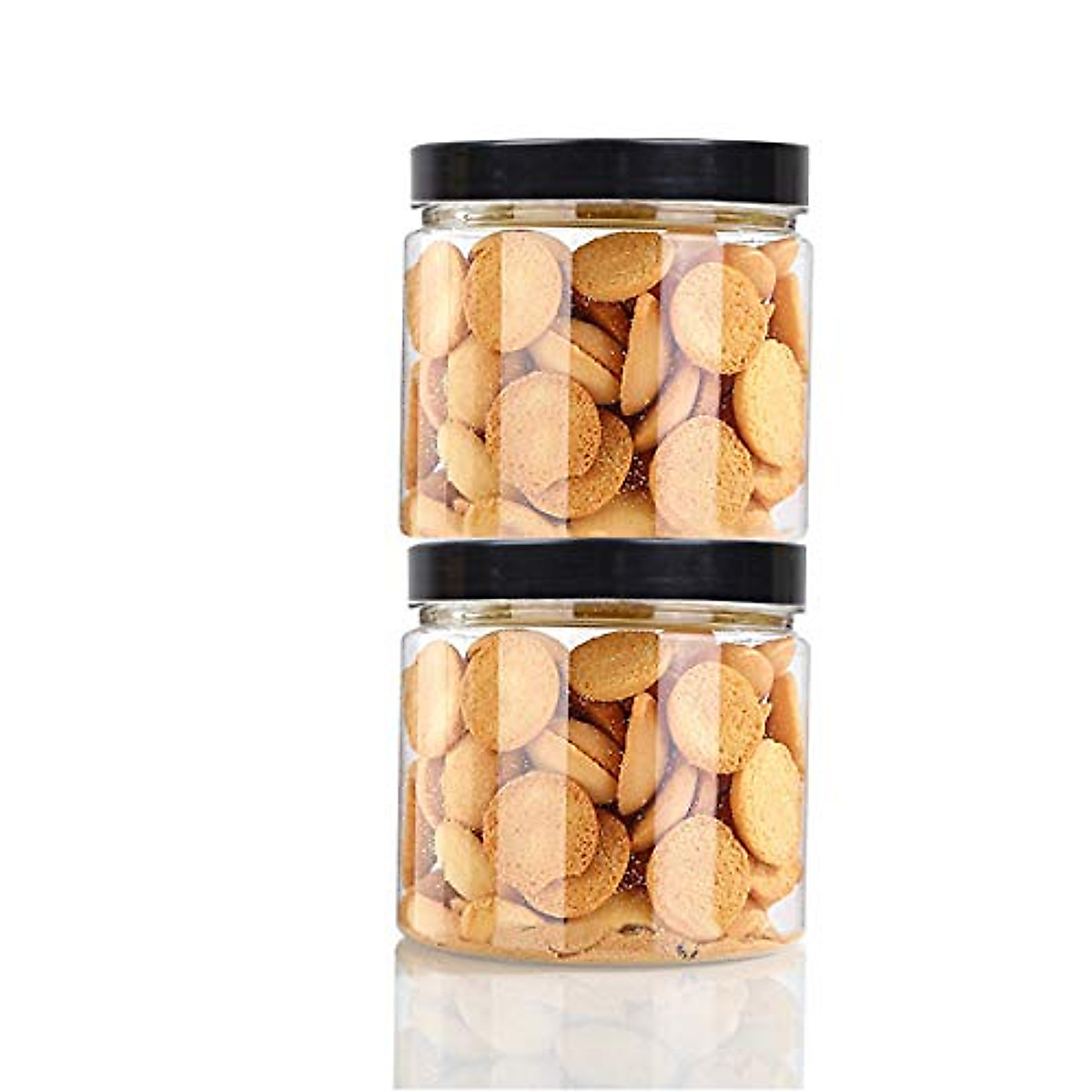 18.9oz (560 ml) Empty Clear Wide Mouth Plastic Jars with Smooth Black Lids and Labels (12 Pack) – PET Containers Great for Cream,Cosmetics,Slime Storage Jars –BPA Free