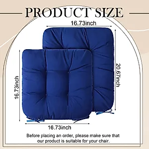 Wesiti 4 Sets Rocking Chair Cushions Outdoor Recliner Cushion Non Slip High Back Patio Chair Cushions Rocking Chair Pads for Wooden Rocking Chair Tufted Glider Rocker Replacement Cushions (Navy Blue)