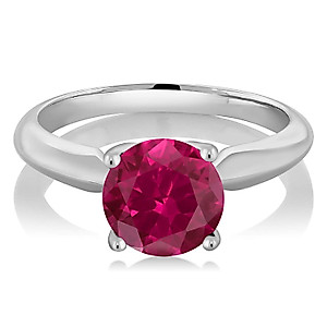 Gem Stone King 925 Sterling Silver Round 7MM Gemstone Birthstone Solitaire Engagement Ring | Wedding Engagement Anniversary Promise Ring For Women
