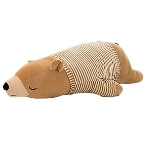MMTTAO Polar Bear Plush Toy, 14" Brown Sleeping Stuffed Animal, Soft Huggable Doll for Kids & Adults