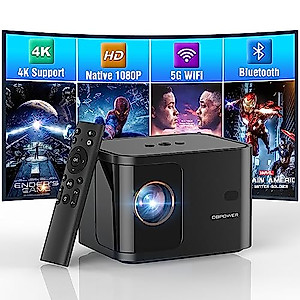 [Electric Focus] 5G WiFi Mini Bluetooth Projector 4K Support, 300 ANSI HD 1080P Portable Video Projector, ±40° Vertical Keystone|Zoom|Timer, DBPOWER Smartphone Projector Outdoor Movie for PC/Laptop/TV