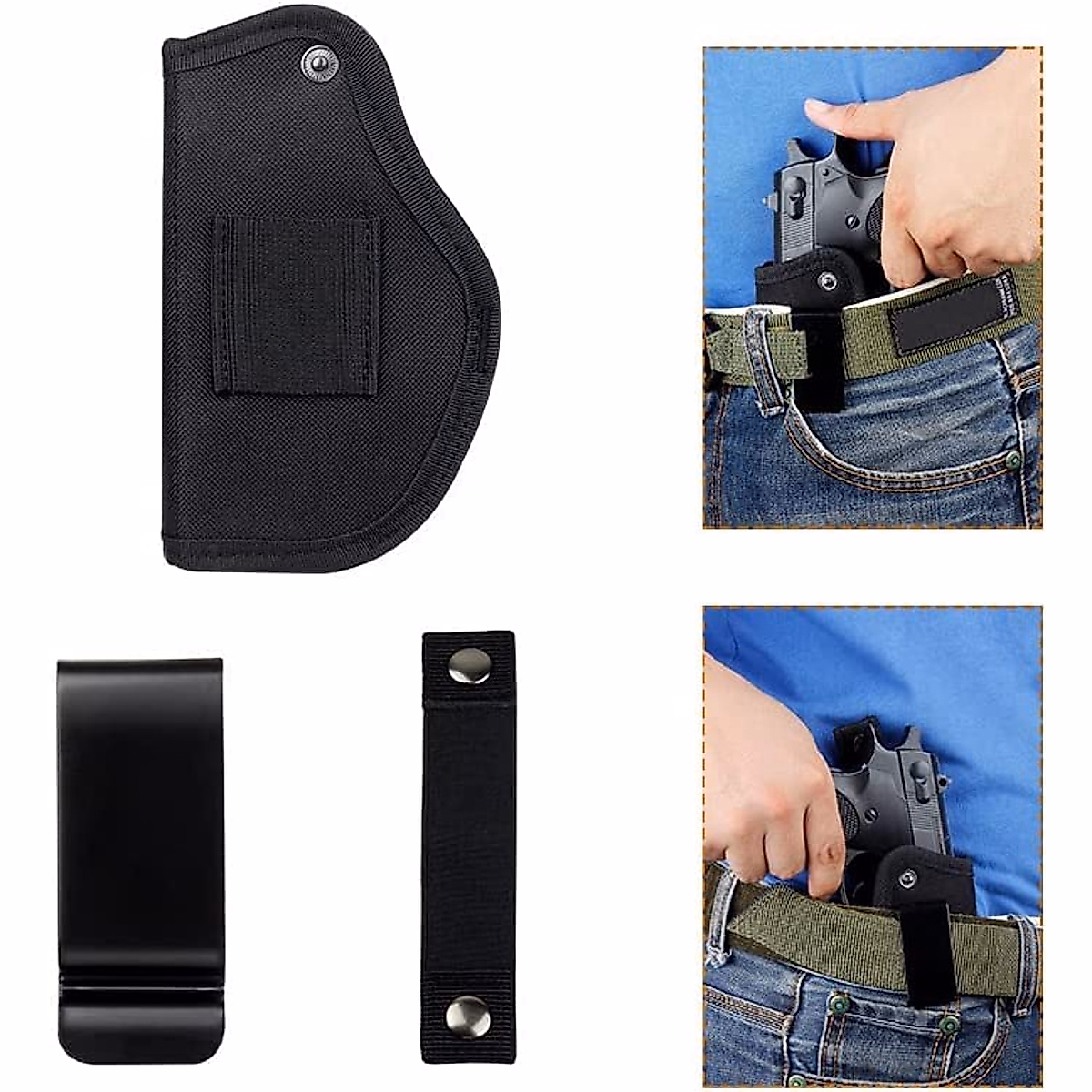 HOEBUG Gun-Holster for Concealed Carry-Gun Holster Fits Pistols iwb/owb 9mm Waistband Bund for Men/Women (Black)
