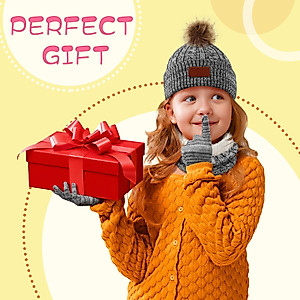 Liitrsh 4 Sets Kids Winter Hat Gloves Scarf Set Children Hats Neck Warmer Winter Gloves for Kids 5-12 Years (Fresh Color)