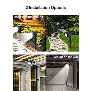 COCOMOX Solar Spot Lights Outdoor, 700 Lumens Solar Lights Outdoor Waterproof, IP67 Solar Powered Garden Lights Landscape Lighting Dusk-to-Dawn 3 Modes Spotlight for Yard Driveway Flag 2 Pack White