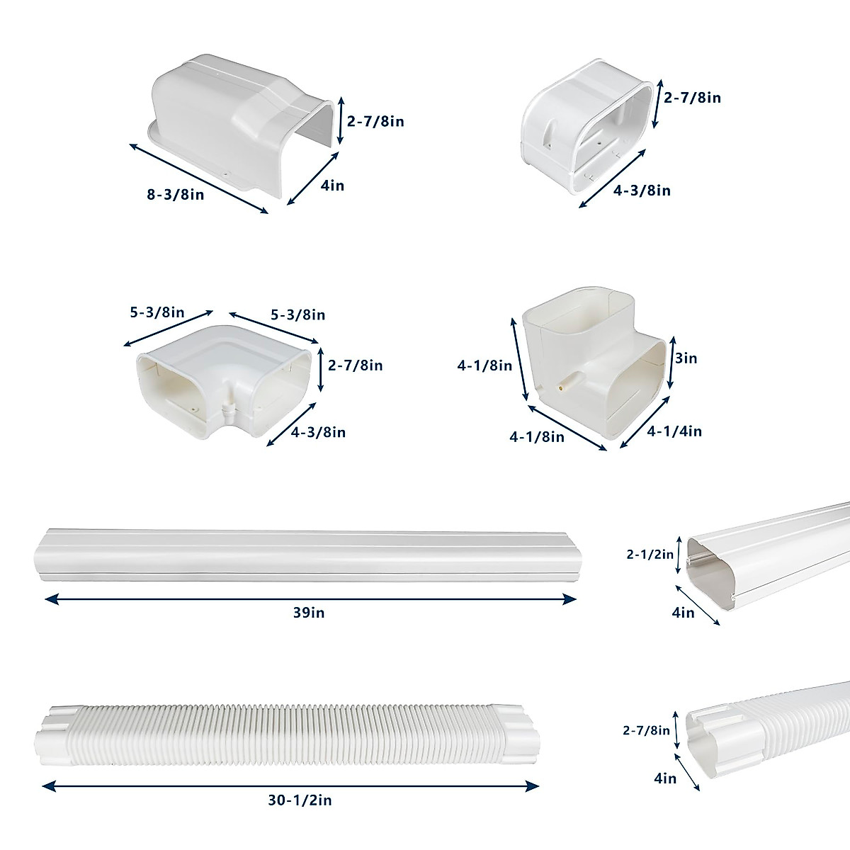 Pearwow 4" W 16.5Ft L Mini Split Line Set Cover Kit, Decorative Tubing Cover for Ductless Mini Split AC,Heat Pumps Systems,Air Conditioner Accesories