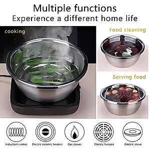 Germany Multifunctional Stainless Steel Basin - 2024 New Colander Strainer Set, Salad Spinner Fruit Vegetable Rice Washing Strainer Basket Bowl, Rice Rinser Food Graters with Container (DI-9.45in)